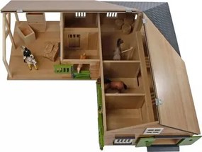 KIDS GLOBE Dřevěná stavebnice Stáj pro koně / 1:24 / 3 boxy / od 4 let