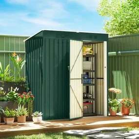 Outsunny zahradní kůlna 1,37 m² 163x90x179 cm se západkou a ventilačními otvory, Zelená