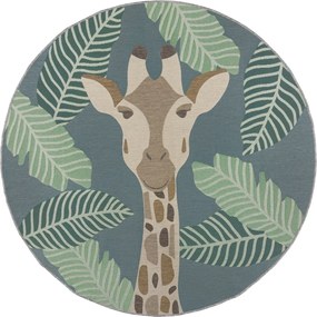 Kusový koberec Dauntless Eric Giraffe – na von aj na doma, 160x160 (priemer) kruh, viacfarebná, chodba / predsieň, Flair Rugs