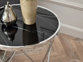 MPT Odkládací stolek Amin S - sklo - mramor černý, chrom