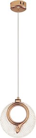 Toolight Toolight, LED křišťálové závěsné svítidlo 18x17cm, 12W, 3000K, LHJ110-1CP, růžové zlato, OSW-60051
