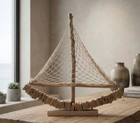 Dřevěná dekorace Boath 45 cm hnědá