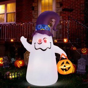 Costway 180 CM LED nafukovací halloweenský duch s dýní Venkovní hrozná dekorace