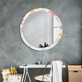 Kulaté zrcadlo s dekorem Pastelové hvězdy fi 90 cm