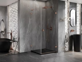 Mexen Lunar-B L výklopný sprchový kout pravý 70 x 70 cm, čiré sklo, měděná matná, 832L-070-070-65-00-P