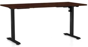 Výškově nastavitelný stůl OfficeTech A, 160 x 80 cm, černá podnož, wenge