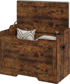 HOMCOM úložná lavice 103L multifunkční v dřevěném vzhledu se šedým sedákem, 75x40x56 cm