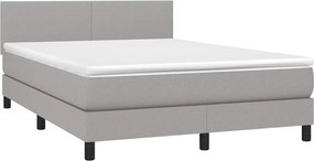 Box spring postel s matrací a LED světle šedá 140x200 cm textil 3132997