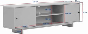 TV stolek v dekoru dubu ve světle přírodní barvě 180x52x34 cm Mirel – Nordure