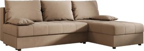 Rozkládací oboustranná sedací souprava do L VENORIA SLIM 200x143 cm, béžová + 2 polštářky ZDARMA