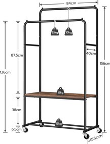 Pojízdný stojan na oblečení Vasagle Rawstone černý/hnědý