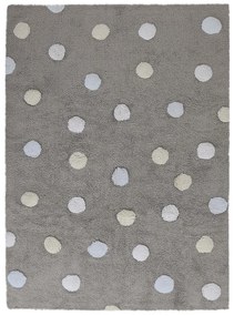Lorena Canals koberce Pro zvířata: Pratelný koberec Tricolor Polka Dots Grey-Blue - 120x160 cm