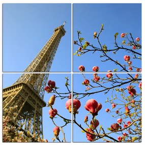 Obraz na plátně - Eiffelova věž v jarním období - čtverec 334D (100x100 cm)