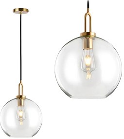 Toolight Toolight, skleněné kulové závěsné stropní svítidlo 25 cm APP630-1CP, zlatá, OSW-05635