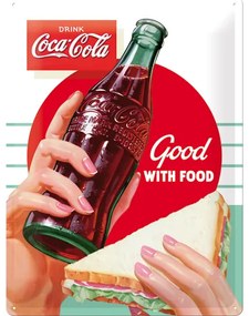 Postershop Plechová cedule - Coca-Cola (Good with Food) 40x30 cm