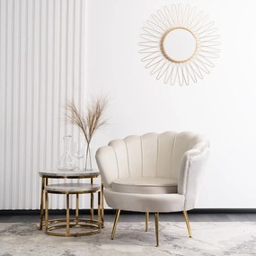 Designové křeslo Angel samet krémové/zlaté