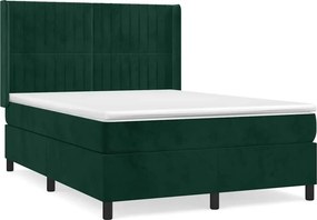 Box spring postel s matrací tmavě zelená 140x190 cm samet 3132798