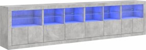 Příborník s LED osvětlením betonově šedý 283 x 37 x 67 cm 3209019