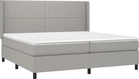 Box spring postel s matrací a LED světle šedá 200x200 cm textil 3138261
