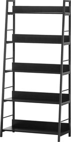 HOMCOM Knihovna v Průmyslovém Stylu - Opěrná 5 Policová 70L x 35Š x 150V cm Černá