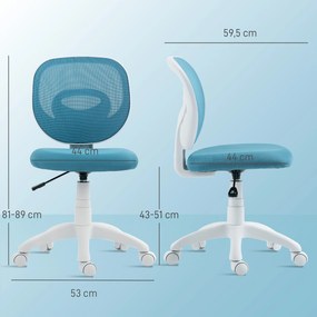 HOMCOM Kancelářská židle, ergonomická židle s C-tvarovanou opěrkou zad, výškově nastavitelná, modrá