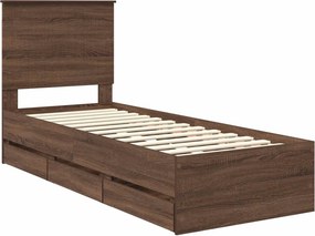 Rám postele se zásuvkou Hnědý dub 75 x 190 cm Inženýrské dřevo 3411172