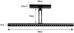 BERGE Nástěnné svítidlo LED do koupelny - 70 cm - 9W černé