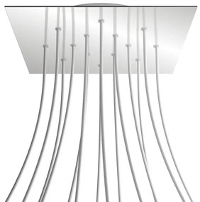 creative cables Čtvercový stropní baldachýn ROSE ONE, 400 mm, 14 otvorů a 4 boční otvory Barva komponentu: Zrcadlo, Barva montury: Bílá