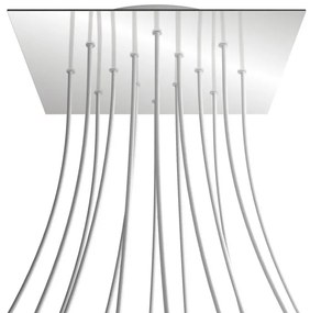 creative cables Čtvercový stropní baldachýn ROSE ONE, 400 mm, 14 otvorů a 4 boční otvory Barva komponentu: Světle modrá, Barva montury: Bílá
