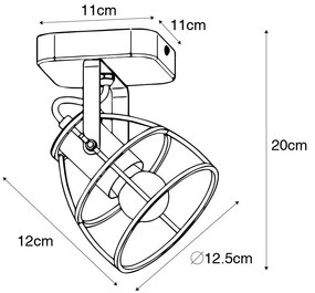 Průmyslové bodové svítidlo tmavě šedé se dřevem nastavitelné - Arthur