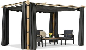 Barbadoská terasová pergola 3x4 m s dřevo-antracitovými závěsy Garden Point