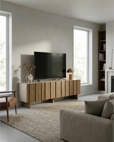 Krémový/v přírodní barvě TV stolek z borovicového dřeva 180x50x43 cm Marlo – Marckeric