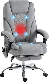 Vinsetto kancelářská židle s vibrační masáží, ergonomická kancelářská židle s funkcí sklápění a vytápěním, nastavitelná otočná židle s opěrkou na noh…