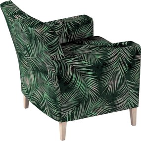 Potah na křeslo IKEA Karlstad barva zelená látka sametová, vzorované