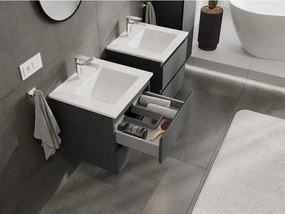 Mexen Orio, koupelnová skříňka 50 cm s umyvadlem Otis, 2 zásuvky, grafitová matná/bílá matná, 91A10-05047-2-BFF66-W18M01