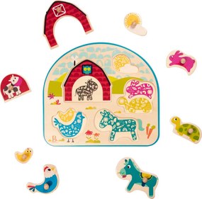 B-TOYS DŘEVO Baby puzzle farma vkládací na desce 8 dílků *DŘEVĚNÉ HRAČKY* bx1843