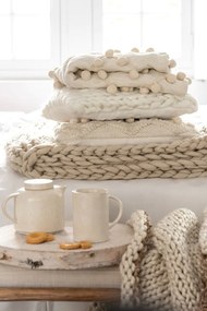 Pletený krémový polštář Tricot white - 40*40 cm