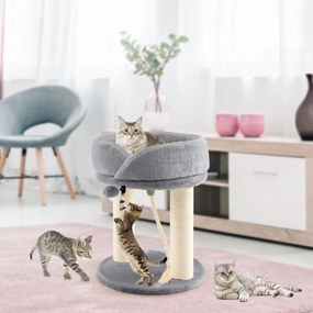 Costway Cat Tree Cat škrabadlo s měkkým sedákem sisalová věž pro kočky šedé
