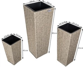 Sada 3 ks květináčů Dejo z polyratanu krémová