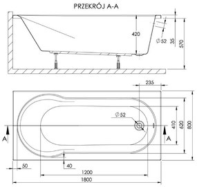 Scansani Doria 180x80 akrylátová vana