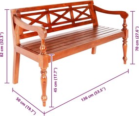 Lavice Batavia 123 cm masivní mahagon tmavě hnědá 337079