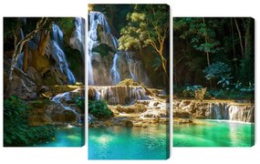 Vícedílný obraz Vodopád Kuang Si Nedostatek Nedostatek Přírodní plátno 150x100