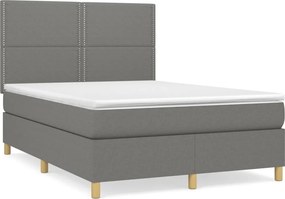 Box spring postel s matrací tmavě šedá 140x200 cm textil 3142258