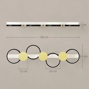 Stropní svítidlo LED 38W 1500LM 3000K-6500K Stropní svítidlo Lampa do obývacího pokoje se 4 žárovkami dálkové ovládání Černá+zlatá