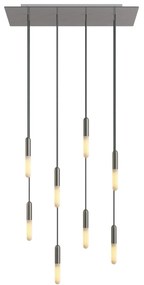 creative cables Závěsná lampa s 8 světly, s obdélníkovým XXL baldachýnem Rose-one, textilním kabelem a kovovými komponenty Barva: Hladký mosazný dibond