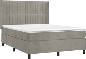 Box spring postel s matrací světle šedá 140x190 cm samet 3132795