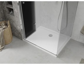 Mexen Lima skládací sprchový kout 100 x 70 cm, Grafitově černá, Chromovaná + sprchová vanička Flat, Bílá - 856-100-070-01-40-401