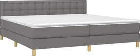 Box spring postel s matrací a LED tmavě šedá 200x200 cm textil 3134062