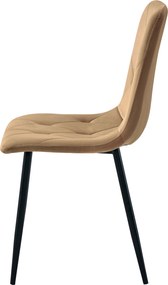 Hnědá sametová jídelní židle LIBRA s černými nohami