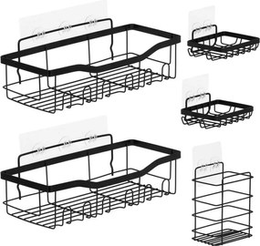 Poličky do koupelny 5ks SPRINGOS HA7544 černé